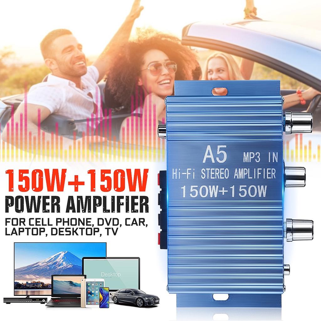 150W+150W Car Power Amplifier 2 Channels Hi-fi Stereo MP3 In-car Audio ...