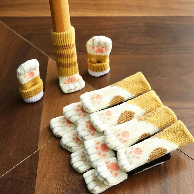 Buy 4Pcs Knitted Cat Paw Table Foot Socks Chair Leg Covers Floor ...