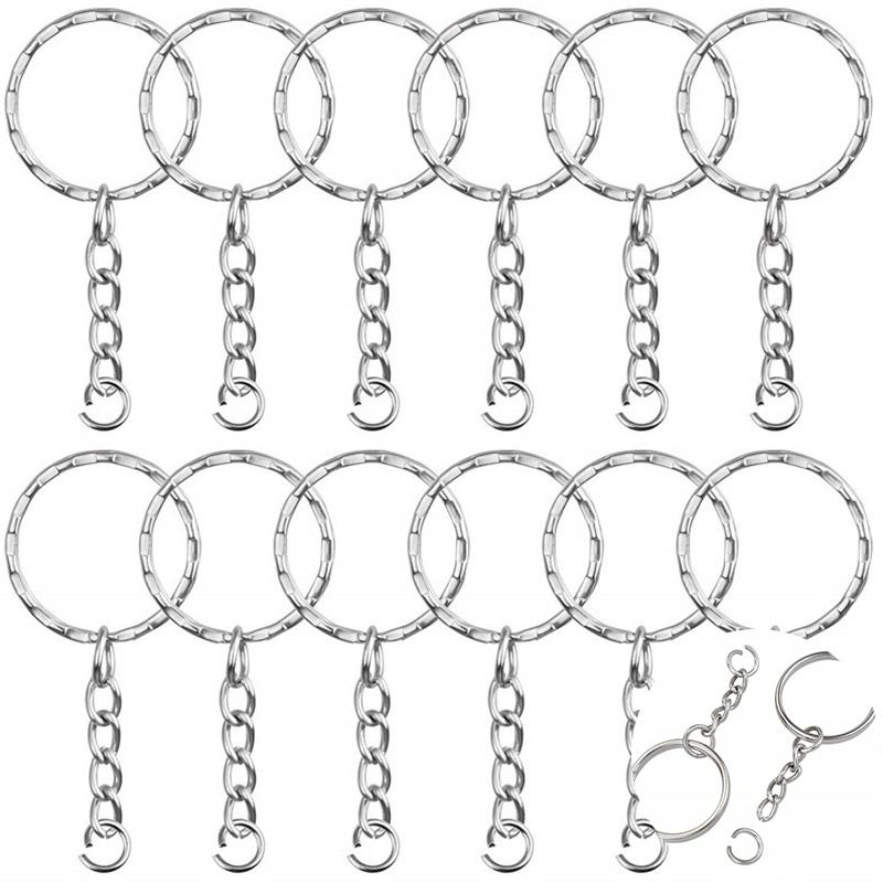 Buy Silver Colour Practical Key 4 Link/Screws Blanks 50 x Keyring Rings ...