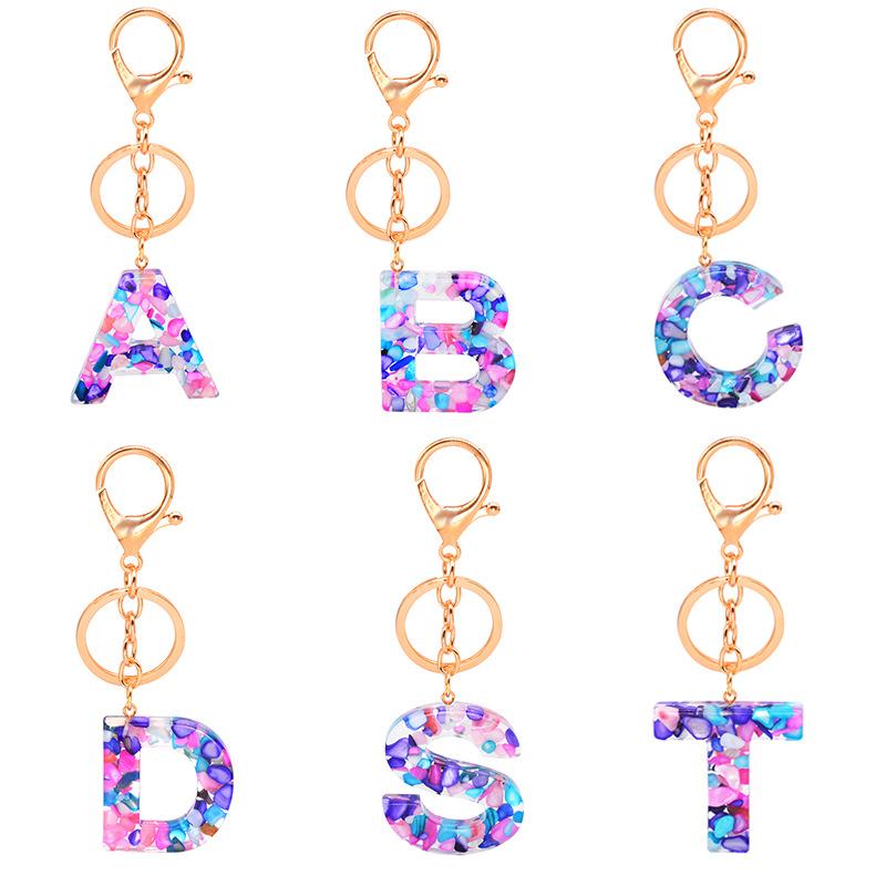 Cheap Fashion Heart Sequin Filled Resin Letter Keychain With Tassel ...