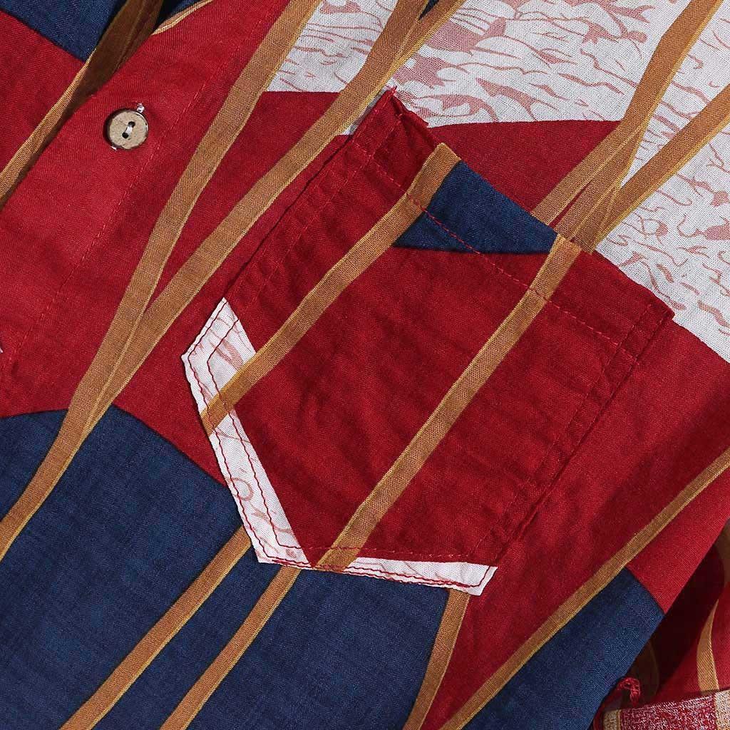 Buy Fashion Casual Mens Multi Color Lump Chest Pocket Round Hem Loose ...