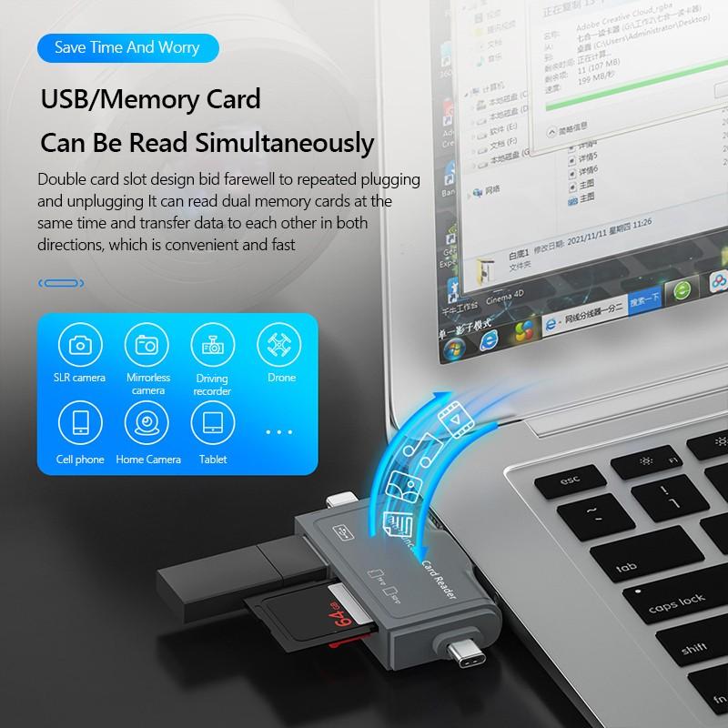 Buy 7 In 1 Multifunctional Card Reader Type C Mobile Phone SD/TF USB ...