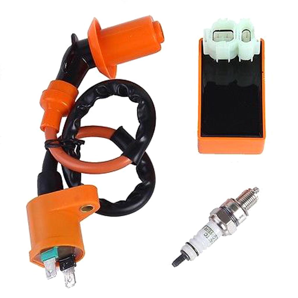 Racing Motor CDI+ Ignition Coil +Spark Plug GY6 50 125 150 Engine uygun ...