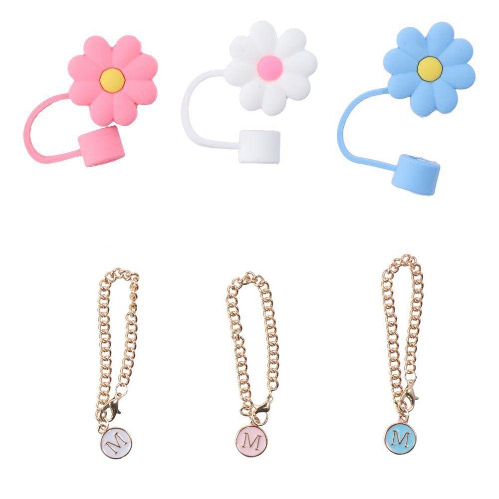 3 Pack Flowers Shape Letter Handle Charm Cute Metal Handle Decoration ...