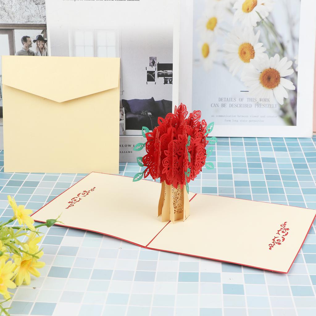Cheap 3D Three-Dimensional Card Creative Rose Mother'S Day Card | Joom