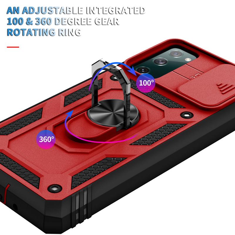 💰Kjøp Slide Lens Camera Shockproof Kickstand Phone Case for Samsung Galaxy S21 S20FE S21Ultra ...