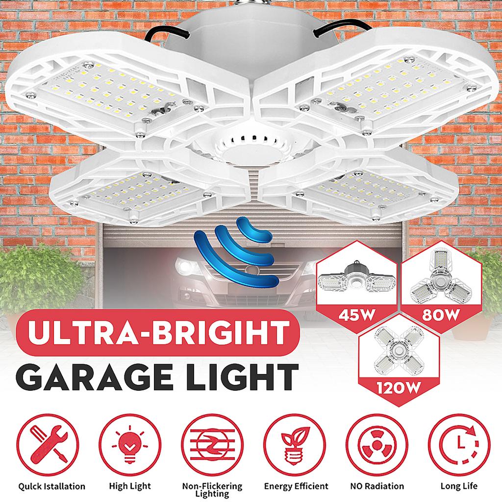 15/30/45/60/80W Deformable Super Bright Garage Light with Motion ...