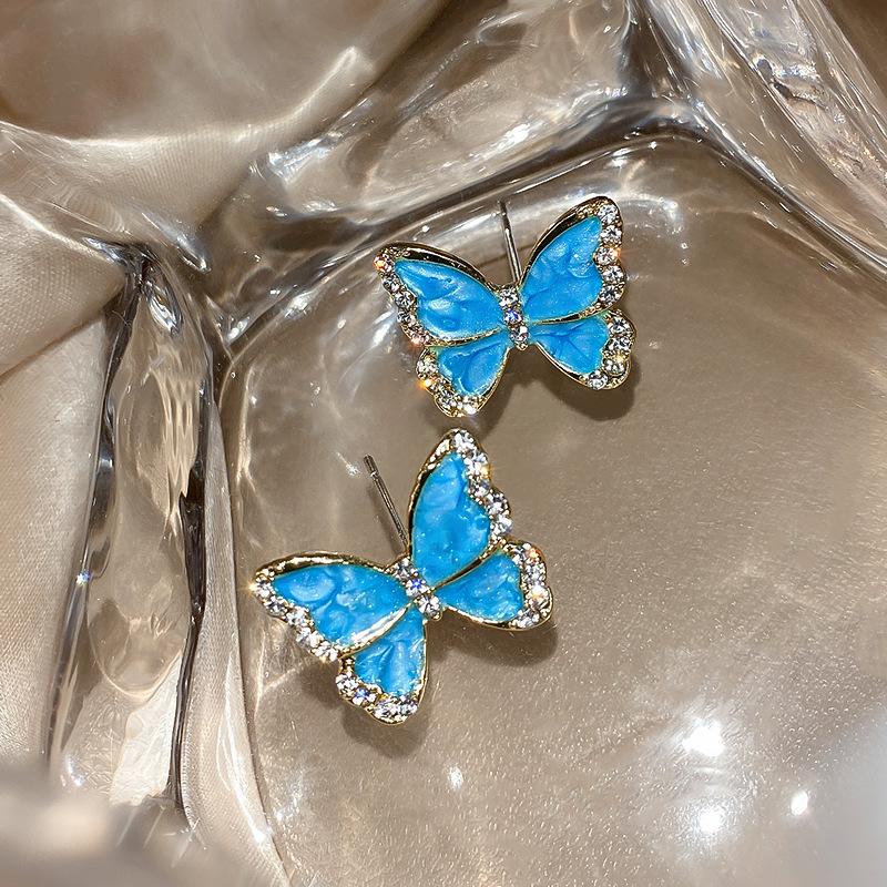 Satın alın Women's Blue butterfly Studs Earrings,Cute Small Butterfly ...