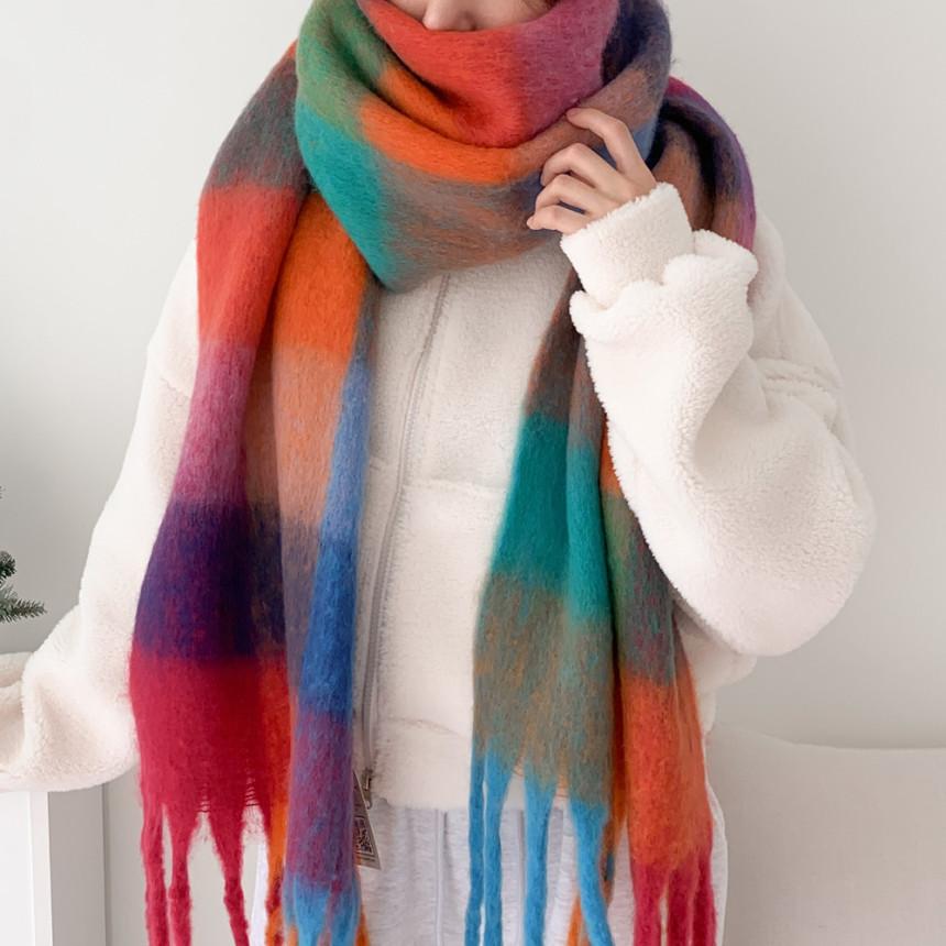 Cheap Blue City cream square check long muffler shawl 5color | Joom