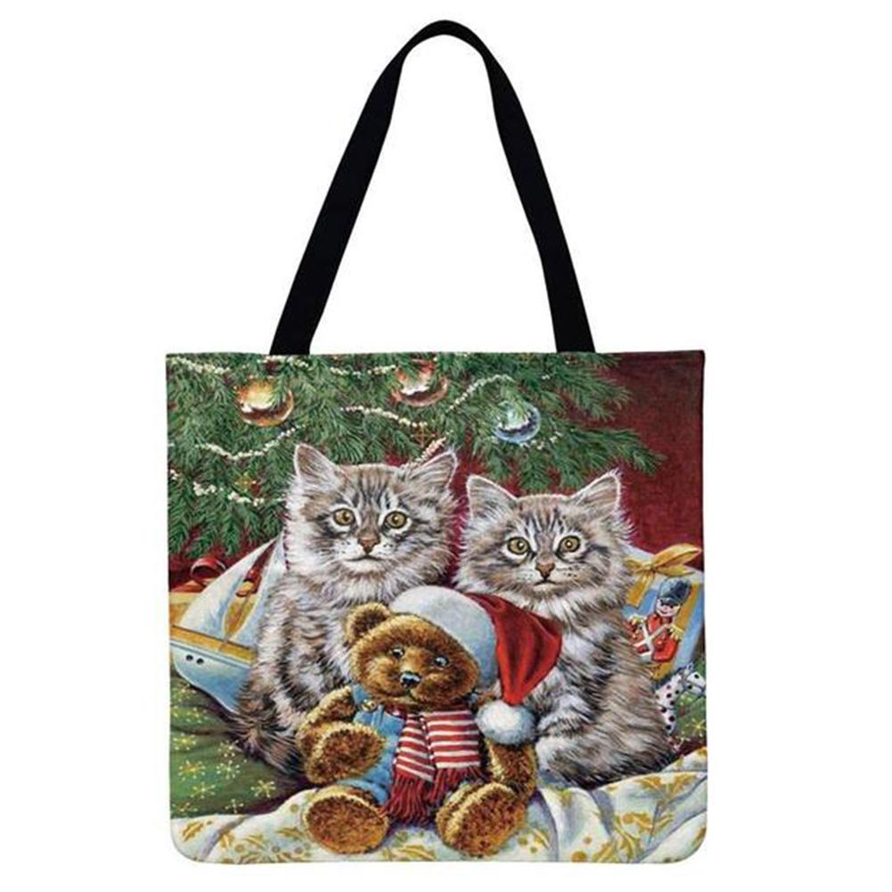 Buy Christmas cats Printed Shoulder Shopping Bag Casual Large Tote ...