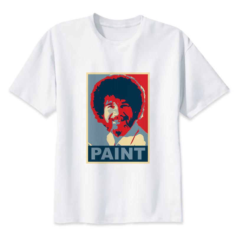 bob ross Men Basic tshirtolid o Neck Slim Fit Male Fashion tshirt Short ...