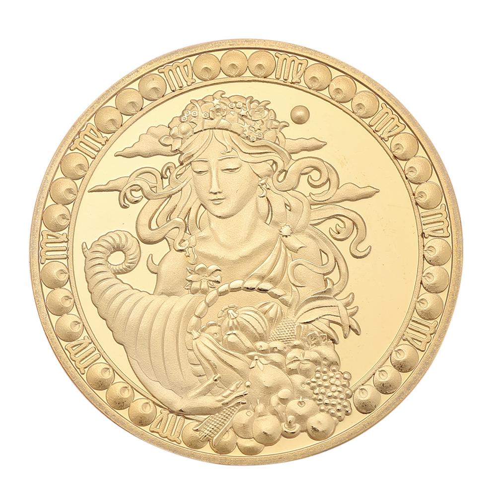Buy Creative Twelve Constellations Zodiac Coin Challenge Golden Plated ...