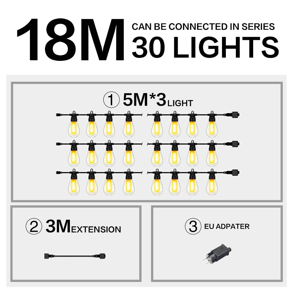 Goedkope 8m 13m 18m Outdoor LED String Lights 5V Flame Lamp Waterproof ...