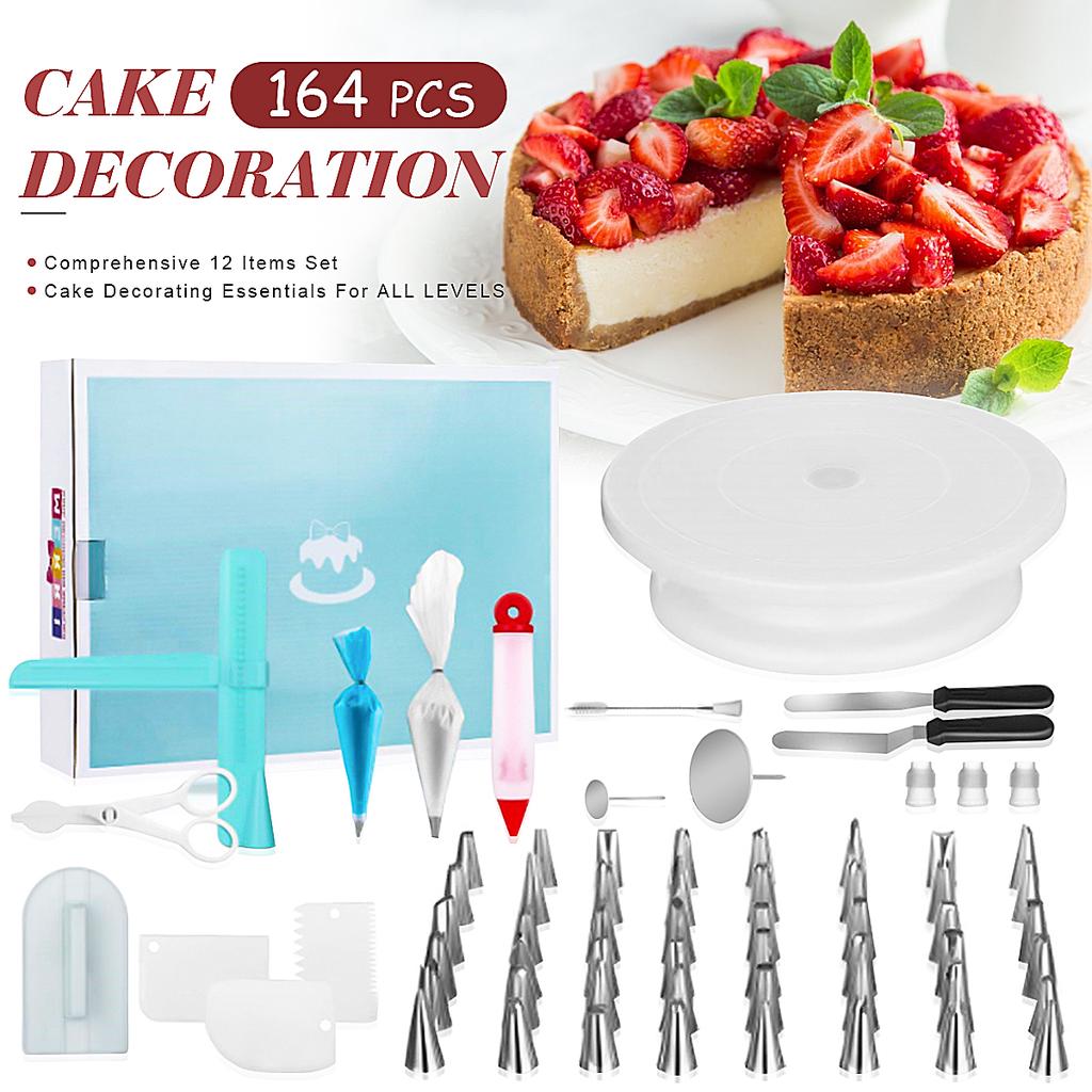 Buy 164pcs Cake Decorating Supplies Pieces Kit Baking Tools Turntable ...