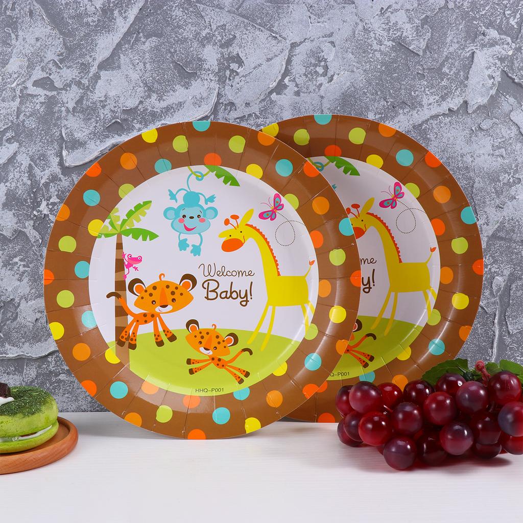 Buy 24 Pcs Paper Plates Kids Birthday Cute Disposable Cartoon Party ...