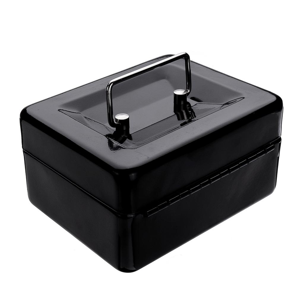 Buy Money Safe Storage Case Black Sturdy Metal With Coin Tray Cash ...