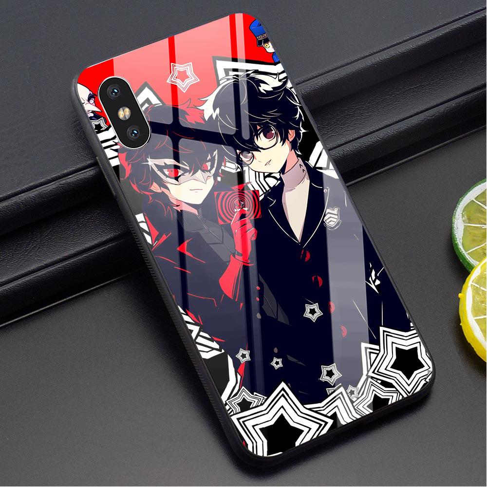 Buy P5 P Persona 5 Tempered Glass Phone Cover for iPhone 6S Case 8 XR X ...
