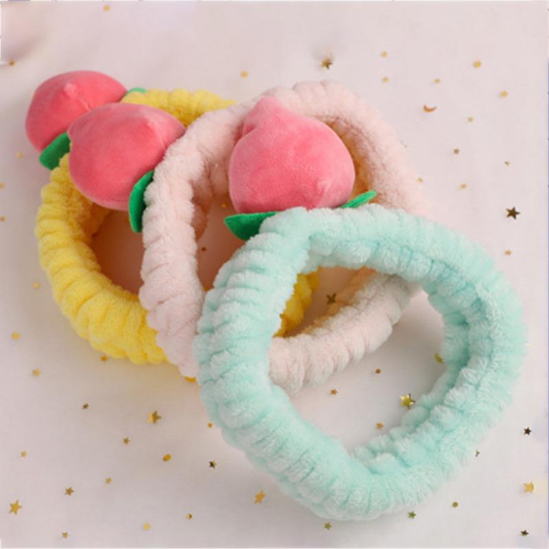 Women Simple Thick Plush Solid Color Wash Face Peach Hairband uygun ...