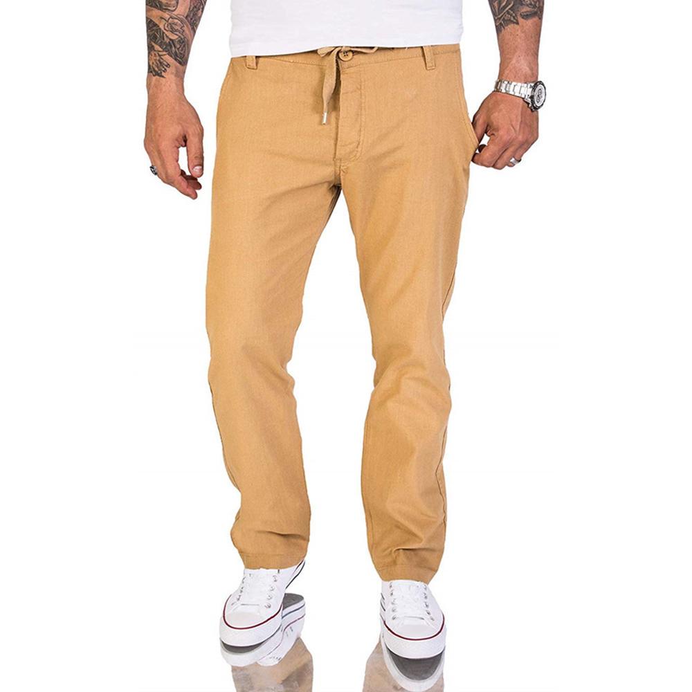 Buy Men Pants Classic Solid Color Large Pocket Casual Pants at ...