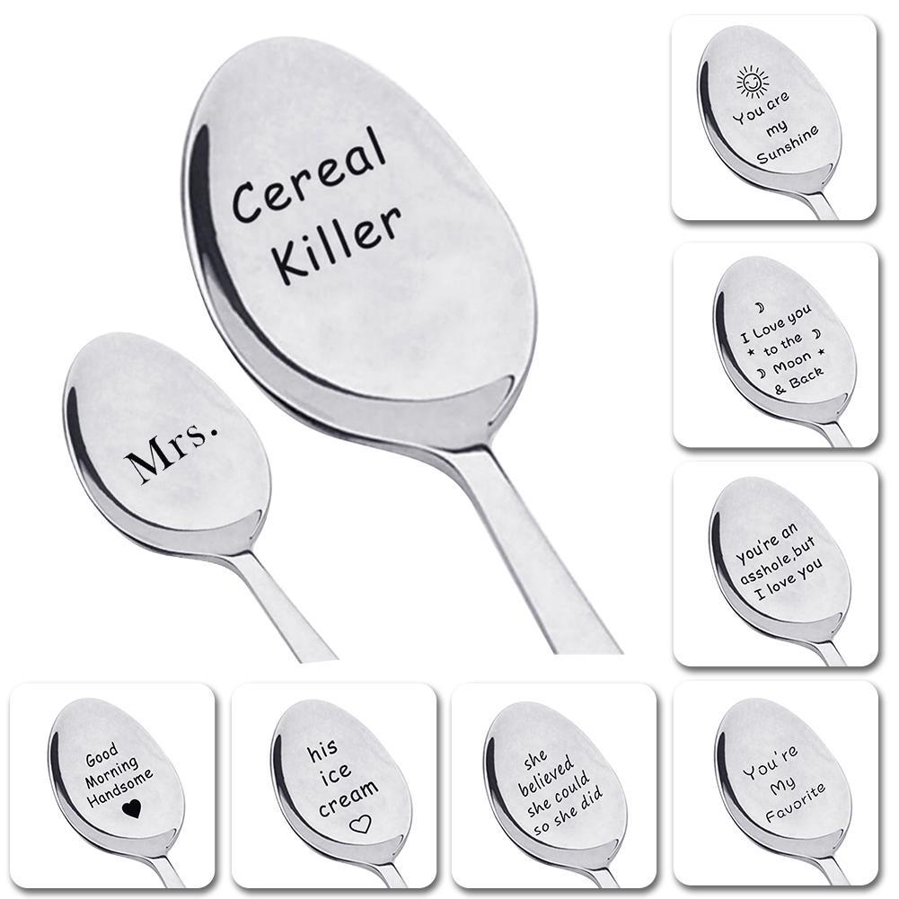 Stainless Steel Spoon Household Portable Ice Spoon Personalized ...