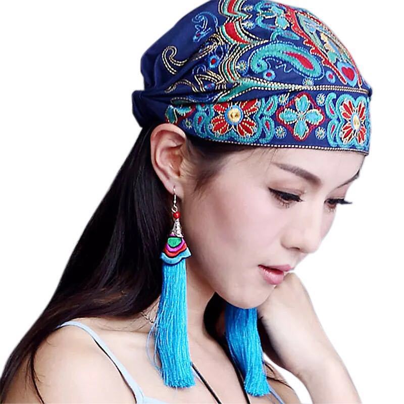 Buy Headband cap embroidered vintage ethnic style vintage lady hat at ...
