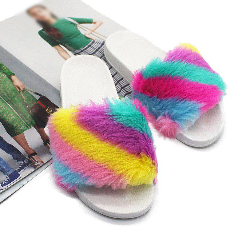 Buy Women's Fashion Mixed Colors Slippers Ladies Winter Simple Indoor ...