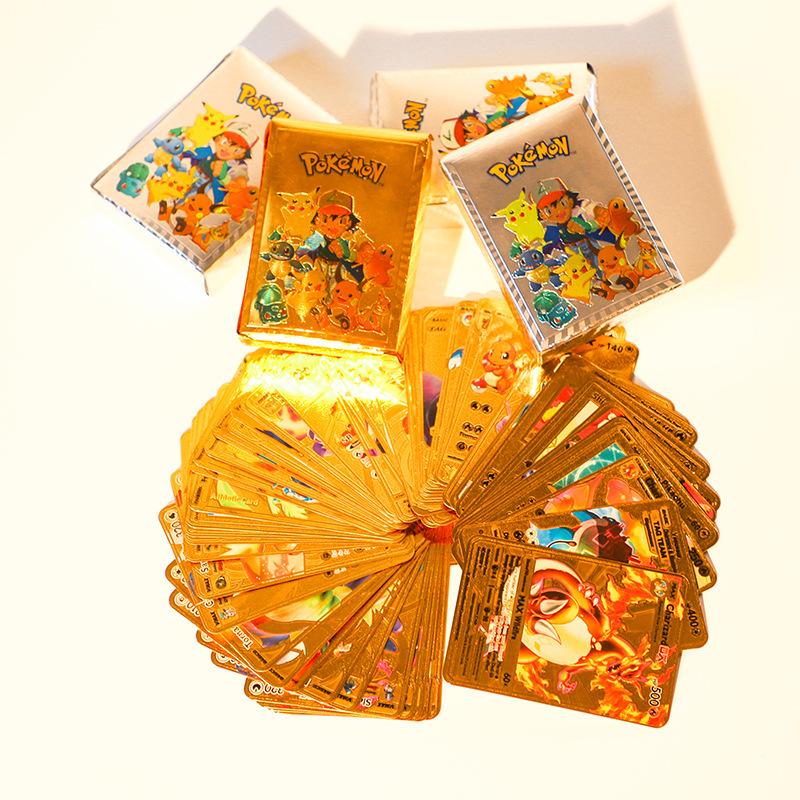 Buy Pokemon Card 54pcs Soft Metal Silver Gold Cards English Vmax Gx Charizard Game Collection ...