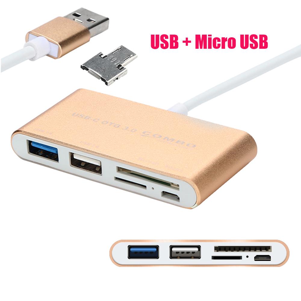 Multi-function USB Micro-USB OTG COMBO Card Reader Aluminum Alloy Hub ...