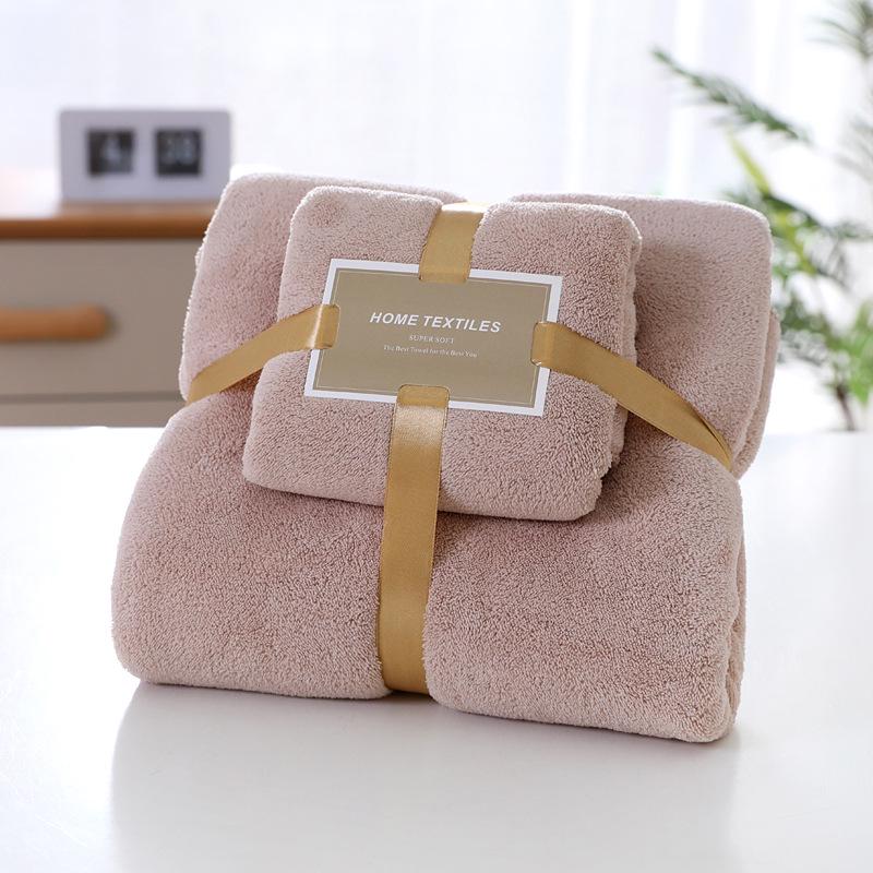 Buy High-density Coral Velvet Towel + Bath Towel Set Home Oversized Absorbent Quick-drying Bath ...