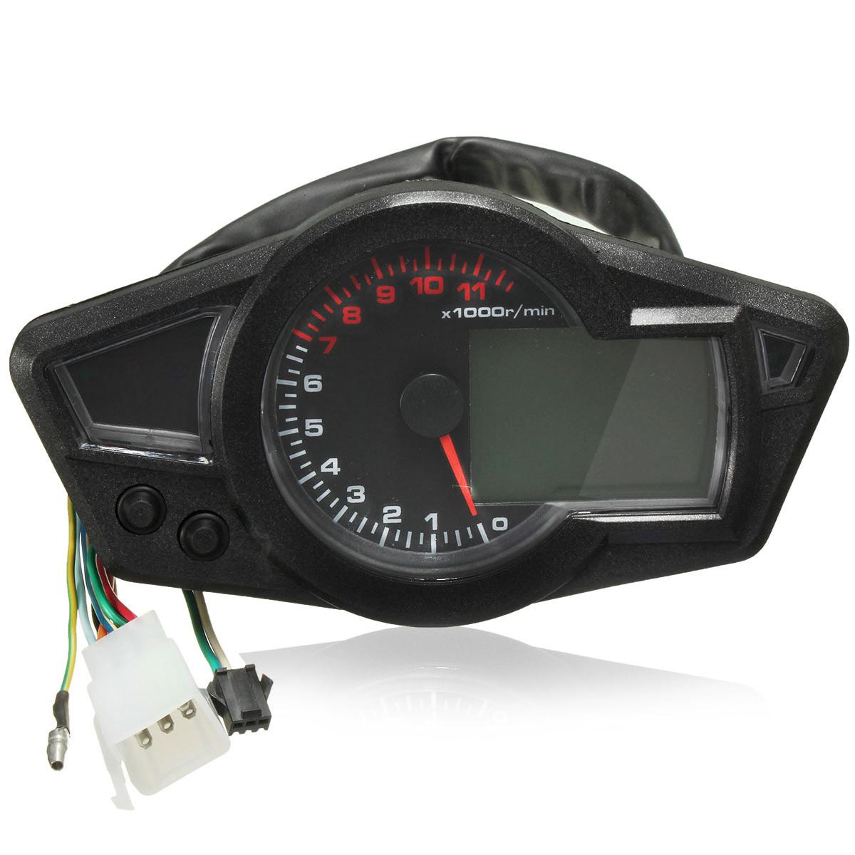 Universal Motorcycle RPM LCD Digital Odometer Speedometer Tachometer ...