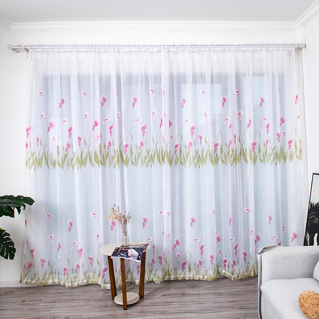 Buy Leaves Curtain Tulle Window Treatment Voile Drape Valance 1 Panel ...