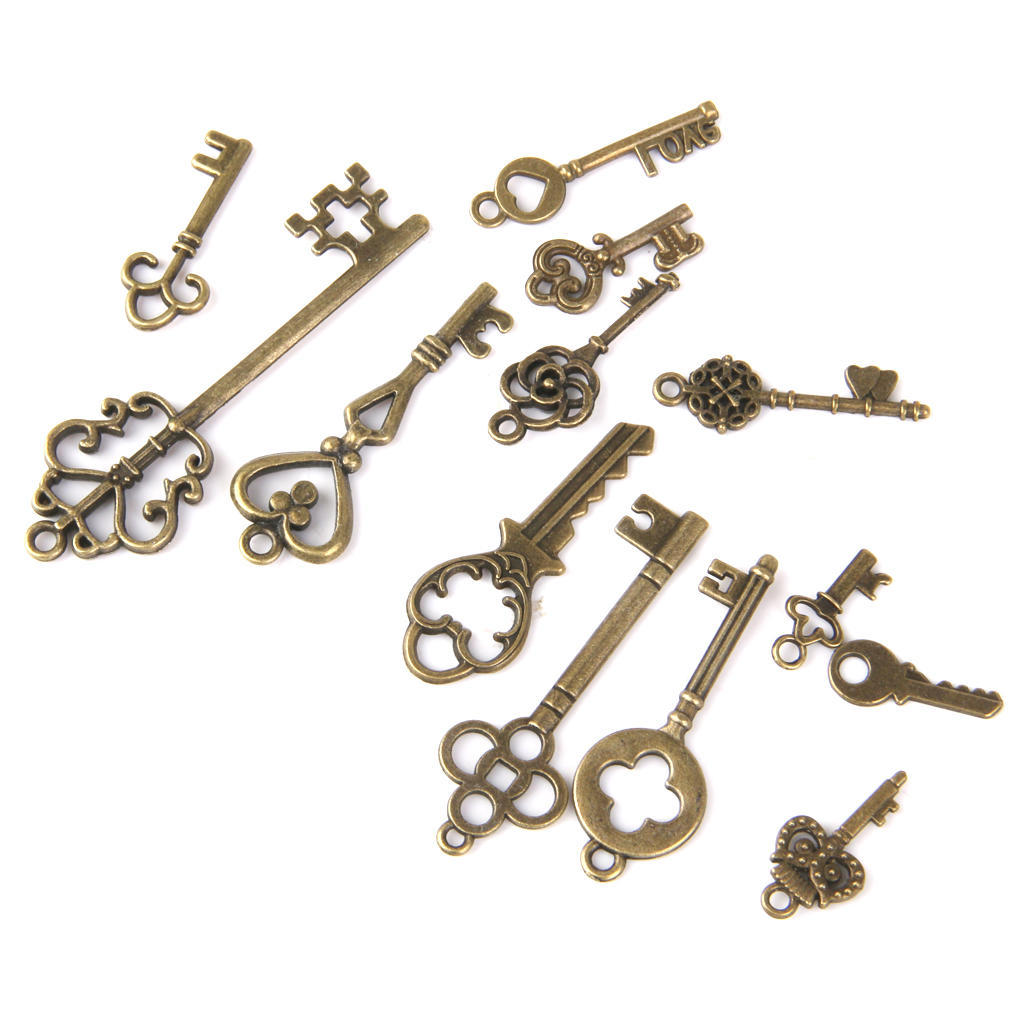 Buy 26 Retro Mixed Key Shape Charms Antique Bronze Alloy Pendants ...