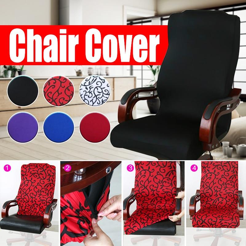 Universal Size Solid Color Computer Chair Cover Office Elastic Armchair ...