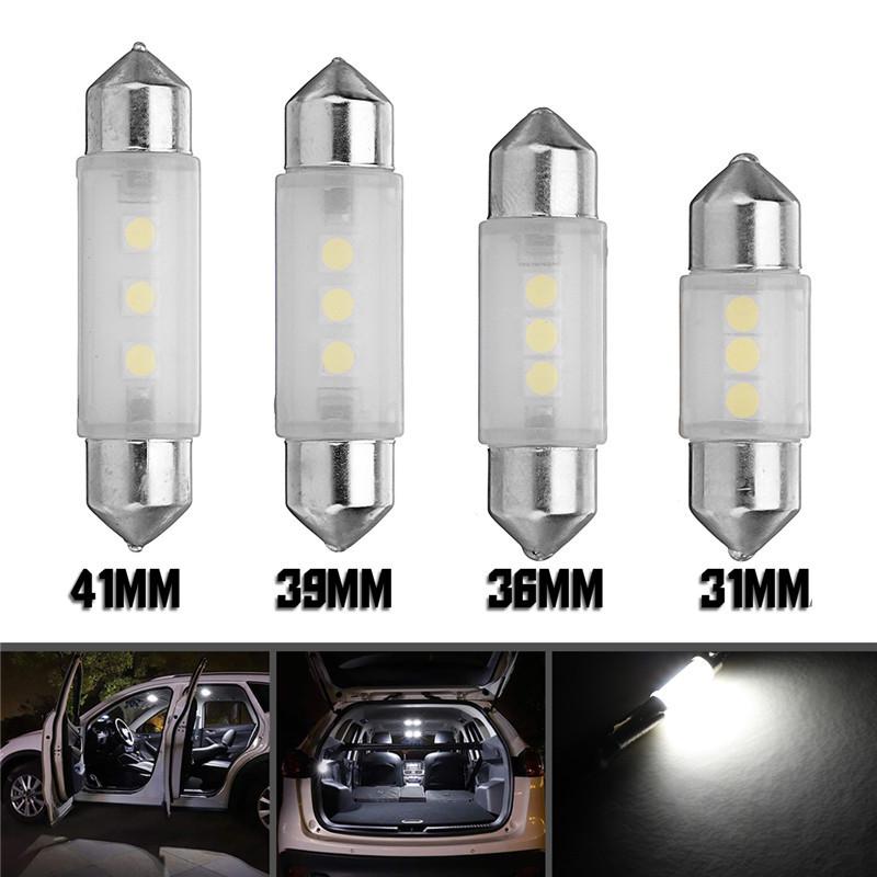 DC 12V 180LM 2Pcs 31/36/39/41mm 3SMD Dome Festoon Car Interior License Plate Light Bulb uygun ...