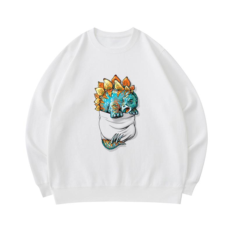 Buy Men's 300 GSM 100% Cotton Sweatshirt Stegosaurus Dinosaur Pocket ...
