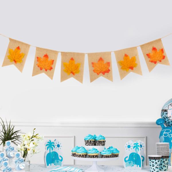 Buy 1pc Banner Swallowtail Shape Maple Beautiful Party Bunting Banner ...