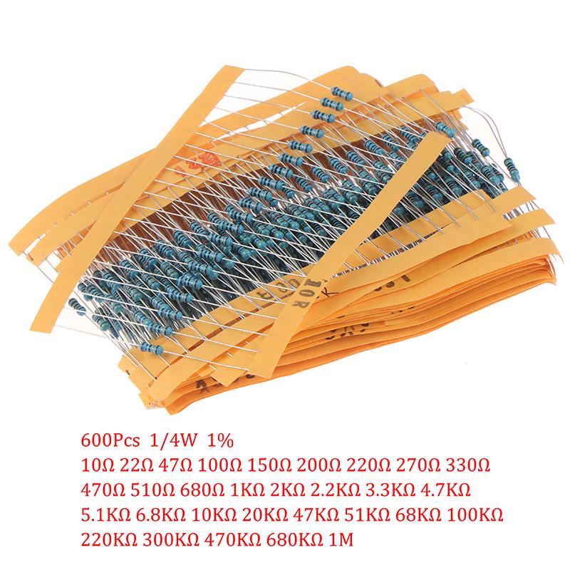 Buy 600Pcs 30 Kinds Value Metal Film Resistor Pack 1/4W 1% Resistor ...