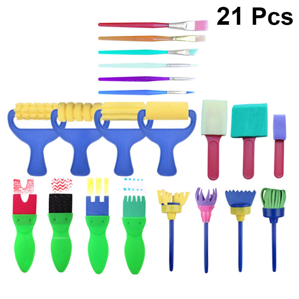 Buy 21Pcs DIY Sponge Painting Stampers Painting Brush Oil Watercolor ...