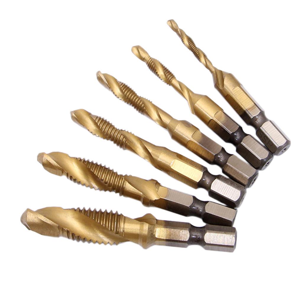 Buy 6pcs/set Hand Tap Drill Hex Shank HSS Screw Spiral Point Thread ...