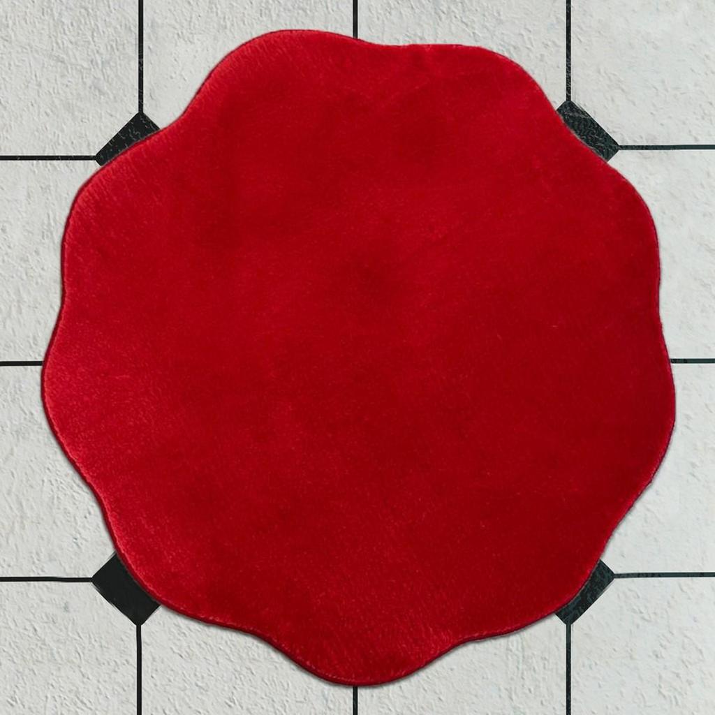 Cheap Plush Wavy Red Bath Rug 100x100 cm | Joom