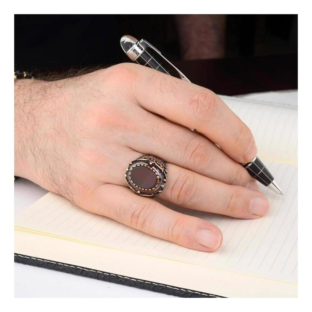 Buy Claret Red Stone Surrounded Dark Claret Red Agate Sterling Silver ...