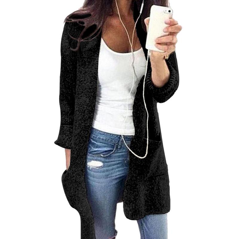 Buy Autumn Winter Cardigans Women Fashion Plus Size Gray Casual Kintted ...