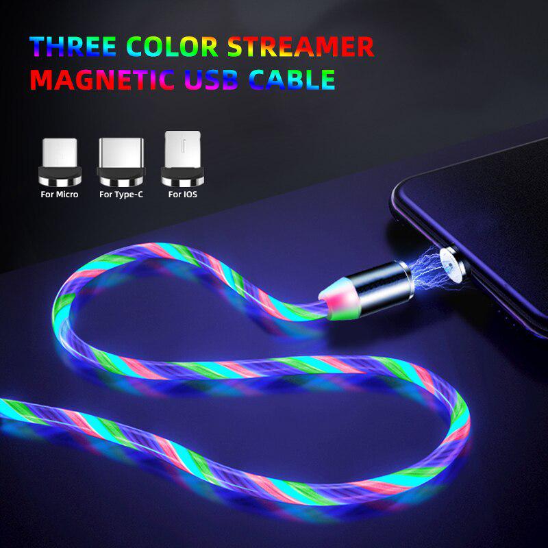 Buy 2M Streamer Magnetic Cable Micro USB Type C Cable LED Wire Mobile ...