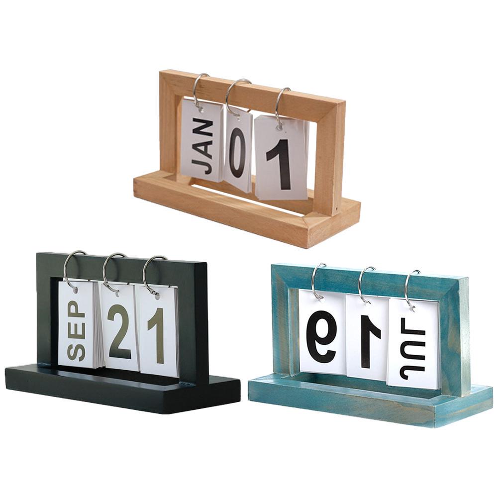 Buy Wood Vintage Home Office Calendar Cafe Desktop Rustic Decorative ...