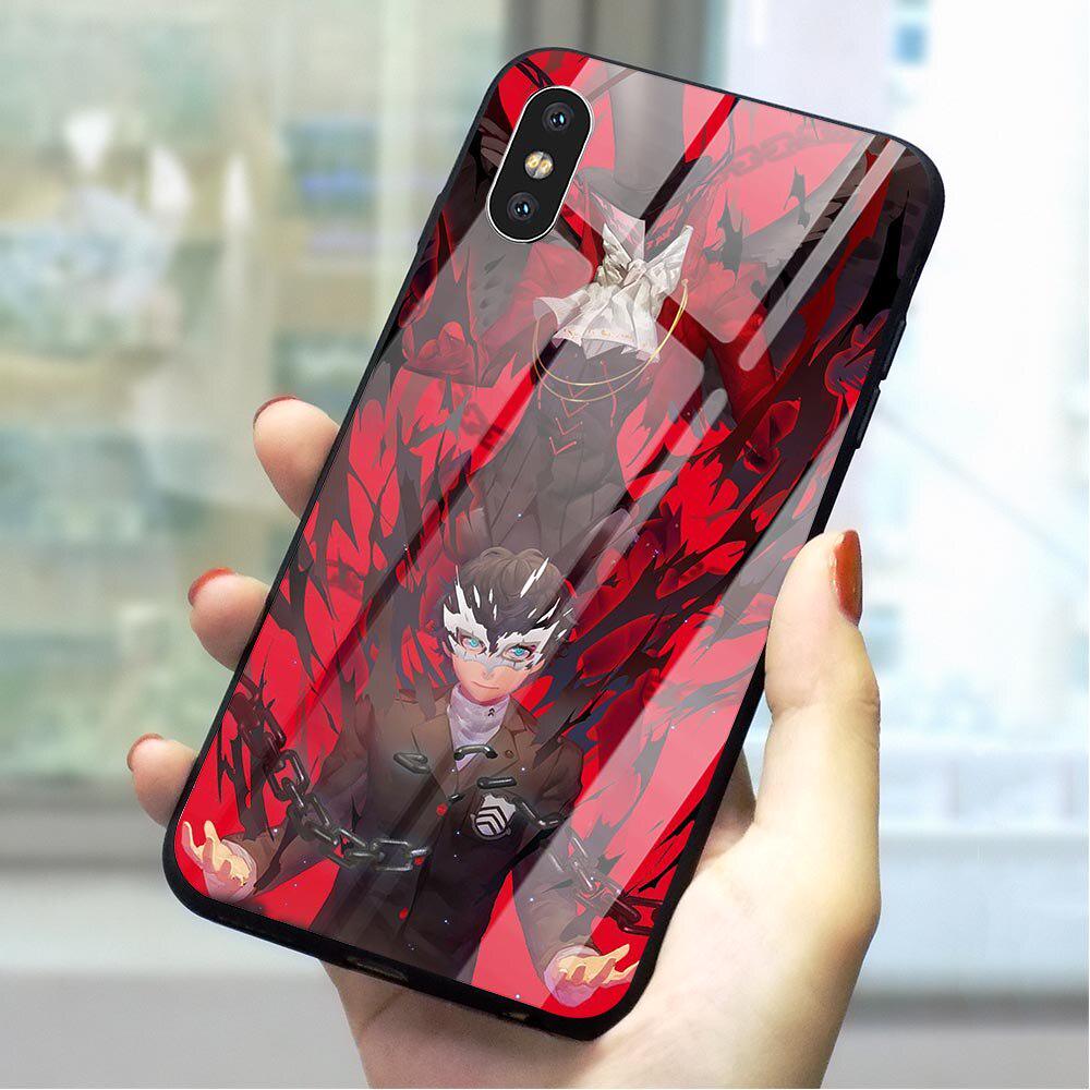 Buy P5 P Persona 5 Tempered Glass Phone Cover for iPhone 6S Case 8 XR X ...