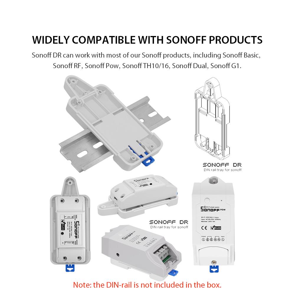 Sonoff DIN Rail Tray Adjustable Mounted Rail Case Holder For Wifi ...
