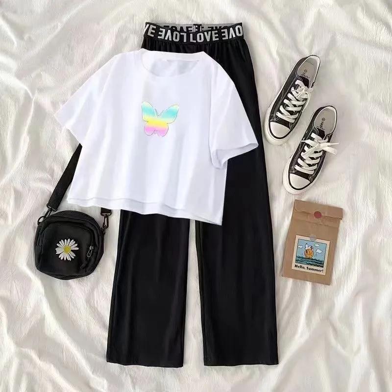 Cheap Girls Clothes Set Teenager Short Tops Pants Summer Tracksuit | Joom