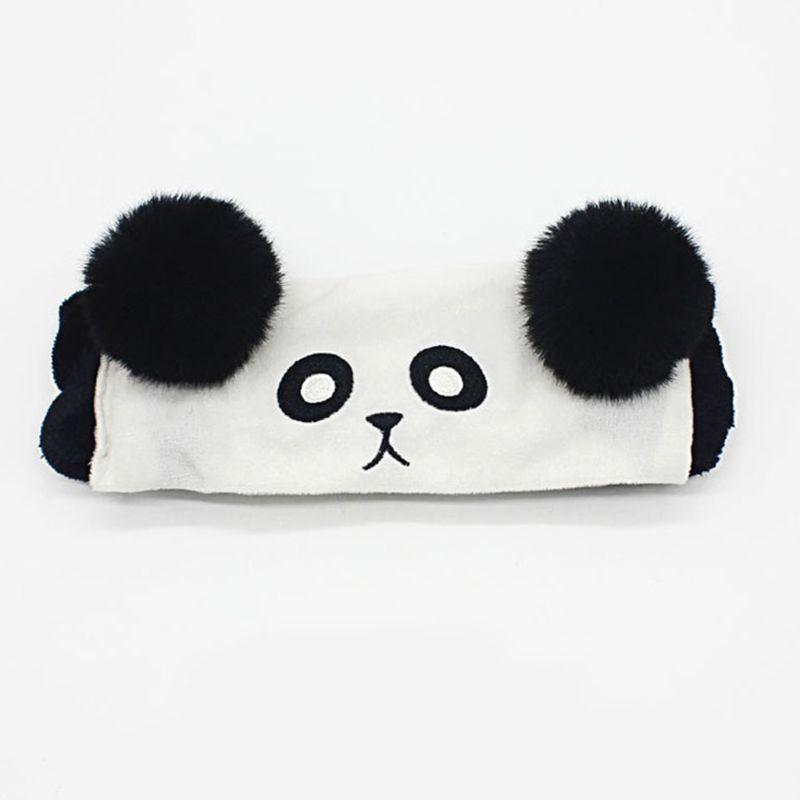 Women Girls Cute Panda Headband 3D Pompom Ears Thicken Velvet Hairband ...