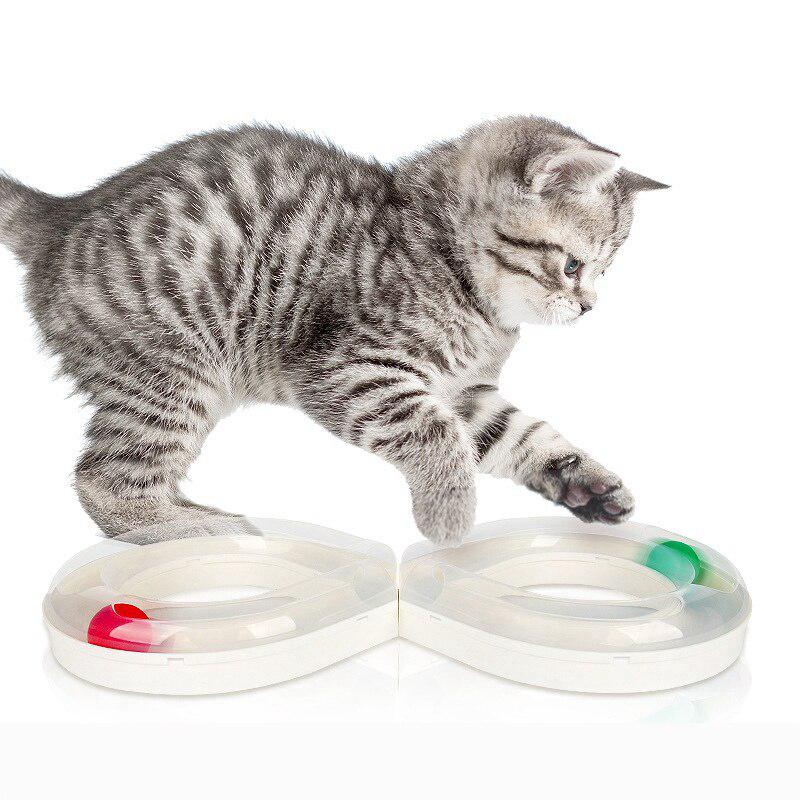 Cat Playing Track Toy With Ball Toy, 8 Shaped Disc Teaser Cat Funny ...