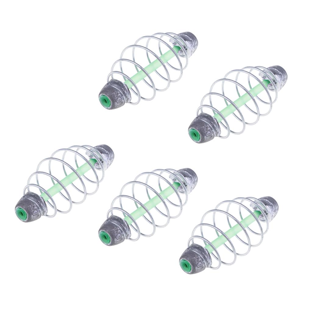5 Pieces Metal Bait Thrower Fishing Feeders Spring Coil Inline Method ...